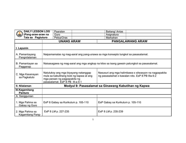 learning activity sheet for edukasyon sa pagpapakatao grade 10 | PDF