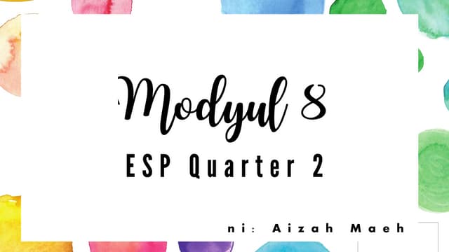 EsP 9-Modyul 7 | PPTX