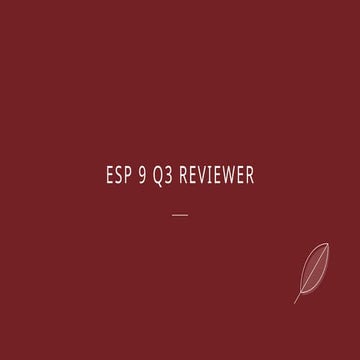 ESP 9 q3 Reviewer Part 1. Sample test Questions Related to the topics ...