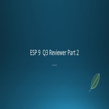 ESP 9 q3 Reviewer Part 1. Sample test Questions Related to the topics ...