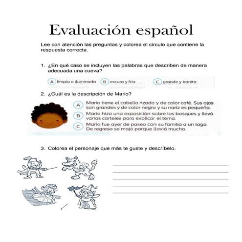 EVALUACION PRIMERO ESPAÑOL | PDF