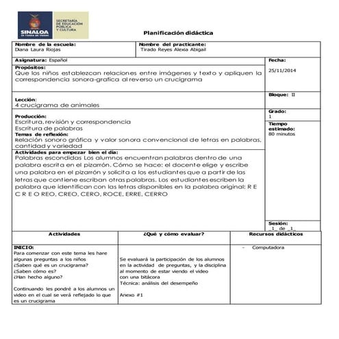 Ejercicio de planificación | DOCX