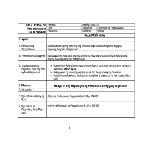 EsP DLL 8 Module 8 2nd day.docx grade8vl | PPT