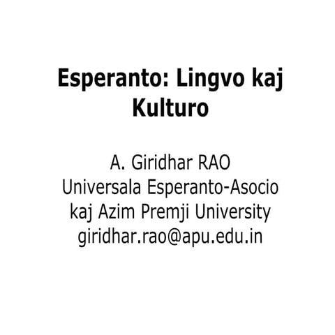 Esperanto: Language and Culture | ODP