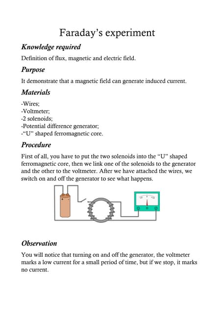 faraday experiment | PDF | Physics | Science