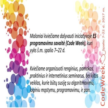 ES programavimo savaitė (Code Week) 2017 | PPTX