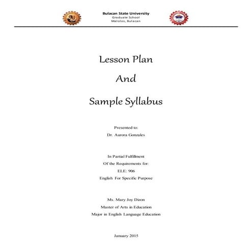 Esp sample lesson plan | DOCX