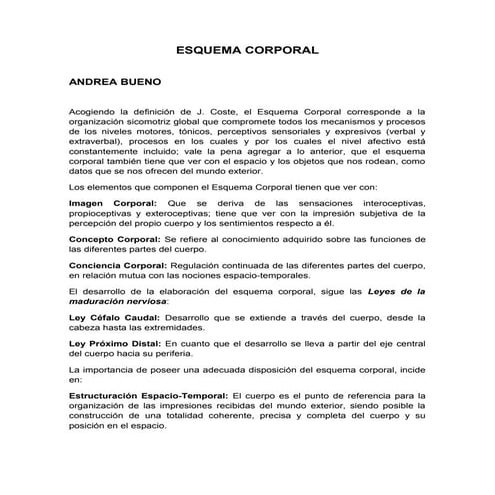 Esquema corporal y ajuste postural | DOC