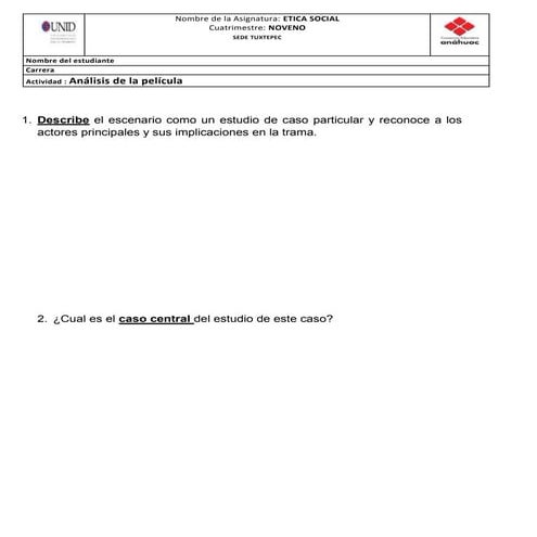 Esquema para analisis de pelicula | DOCX