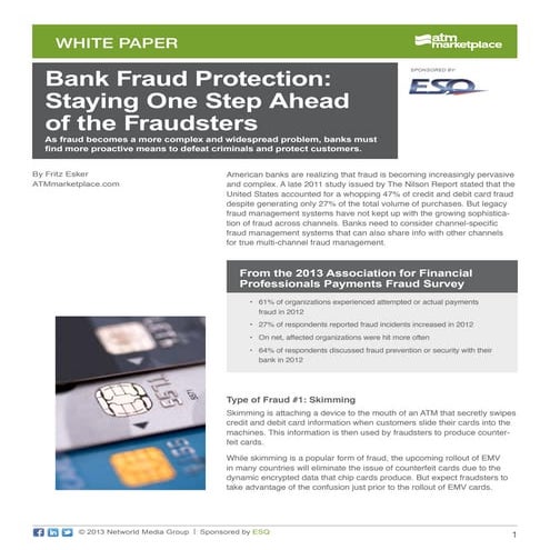 ATM Fraud Prevention Management White Paper from ESQ | PDF