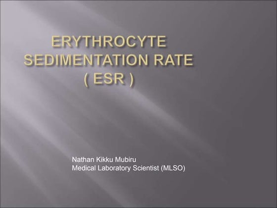 Erythrocyte Sedimentation Rate (ESR) | PDF | Blood Disorders | Diseases and Conditions