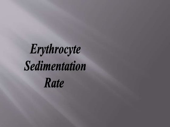 Erythrocyte Sedimentation Rate (ESR) | PDF | Blood Disorders | Diseases ...