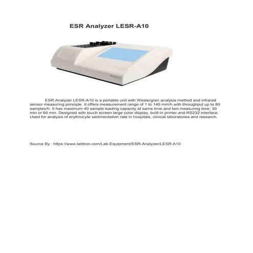 Esr analyzer lesr-a10 | PDF