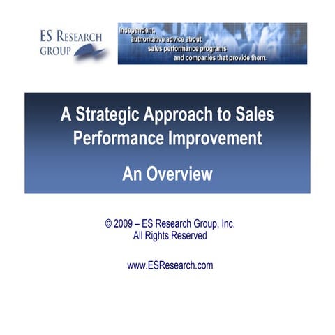 ESR Strategic Approach to Sales Performance Improvement | PDF