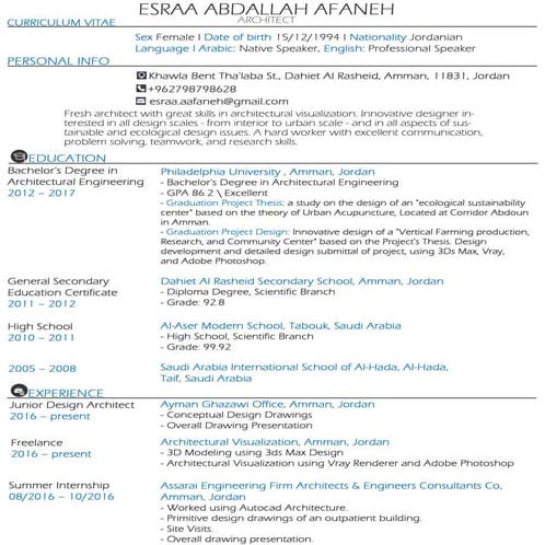 curriculum vitae - Esraa Afaneh | PDF