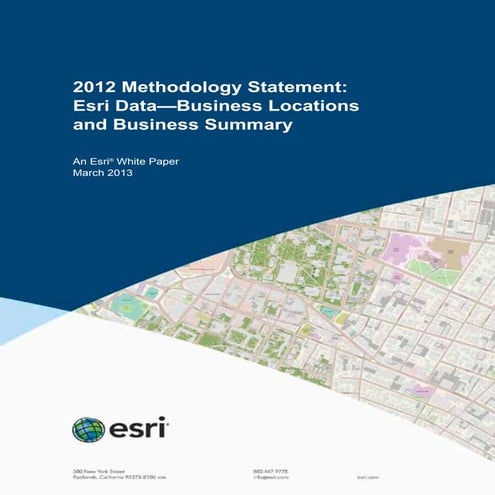 Esri Data: Business Locations and Business Summary 2012 Methodology ...