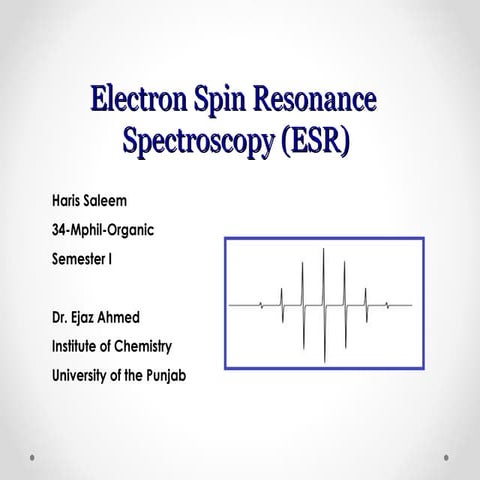 Electron Spin Resonance (ESR) Spectroscopy | PPT