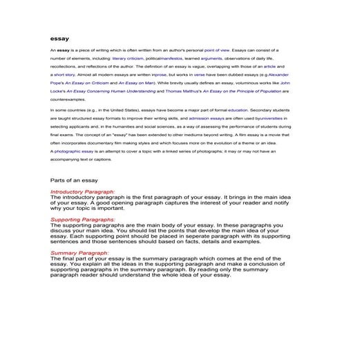 Parts of an essay | PPTX