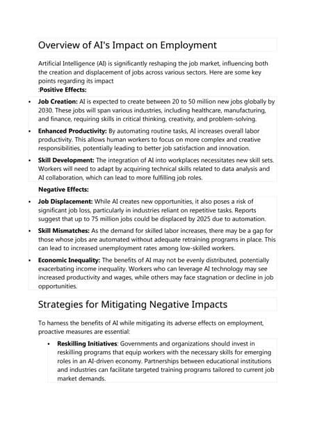 The Impact of AI on Job | PPT