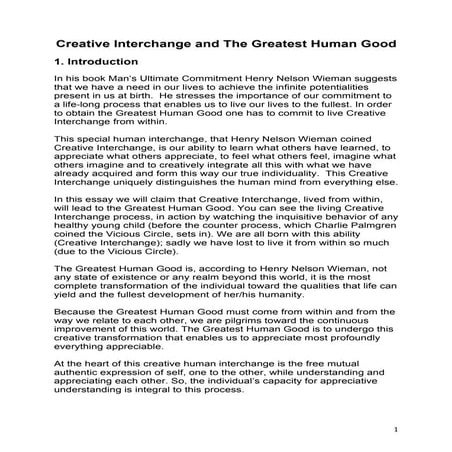Essay: Creative Interchange and the Greatest Human Good | PDF