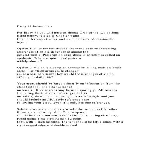 Essay #1 Instructions For Essay #1 you will need to choos.docx