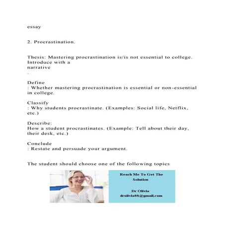essay2. Procrastination. Thesis Mastering procrastinati.docx