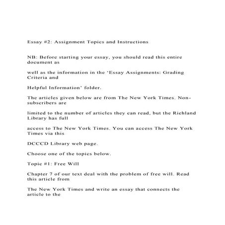 Essay #2 Assignment Topics and Instructions NB Before .docx