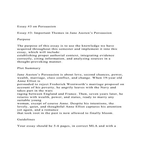 Jane Austen Persuasion Essay | PDF
