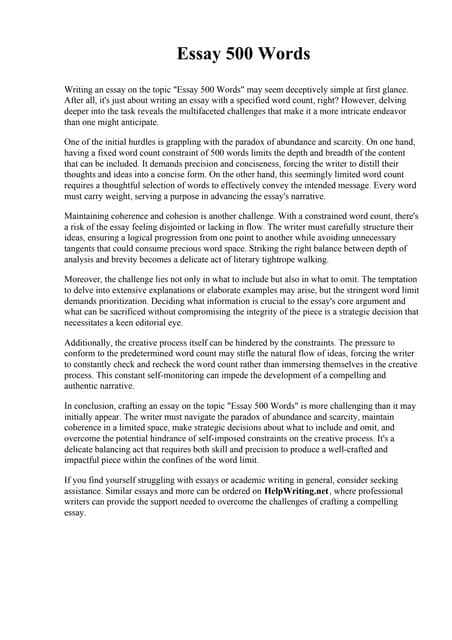 400 Word Essay Sample | PDF