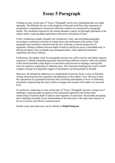 5 Paragraph Essay Example | PDF | Homework and Study | Education