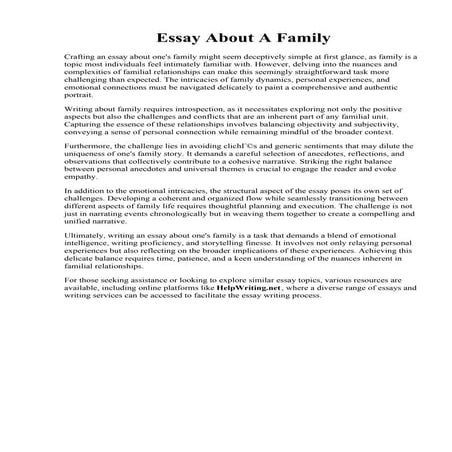 Essay About A Family | PDF