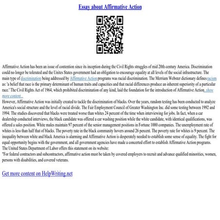 Essay About Affirmative Action | PPT