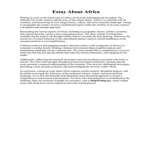 Essay About Africa | PDF | Government Support and Welfare | Financial ...