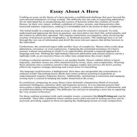 Essay About A Hero. Expository Essay - Hero.doc | Standardized Testing ...