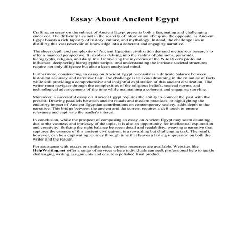 Essay About Ancient Egypt. Southwestern Michigan College | PDF ...