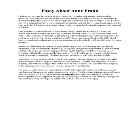 Essay About Anne Frank. Los Ramirez Silva: Sophias essay about anne ...