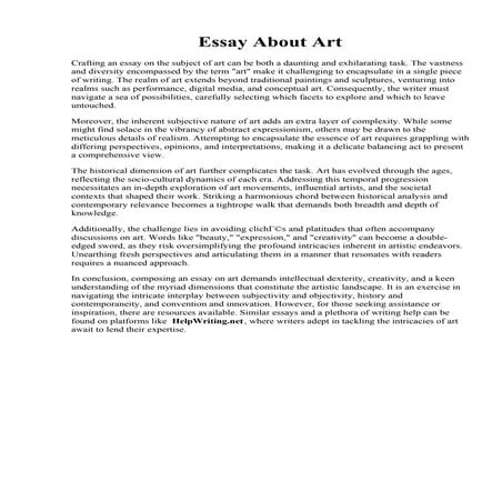 Essay About Art. Essay for Art Visual Arts - Year 11 HSC Thinkswap | PDF