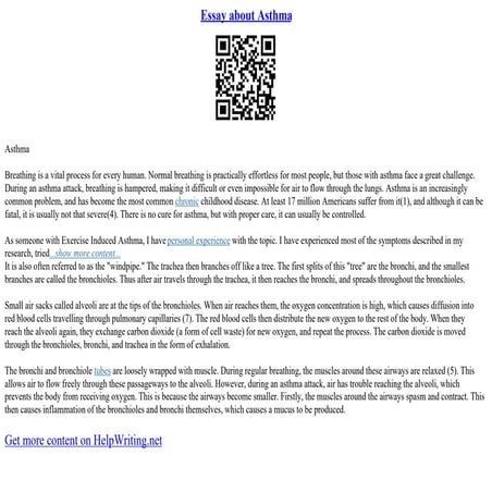 Essay About Asthma | PDF