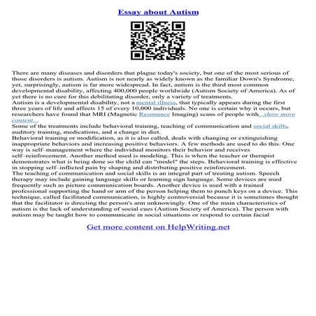 Essay About Autism | PDF