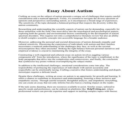 Essay About Autism | PDF