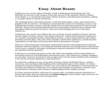 Essay About Beauty | PDF