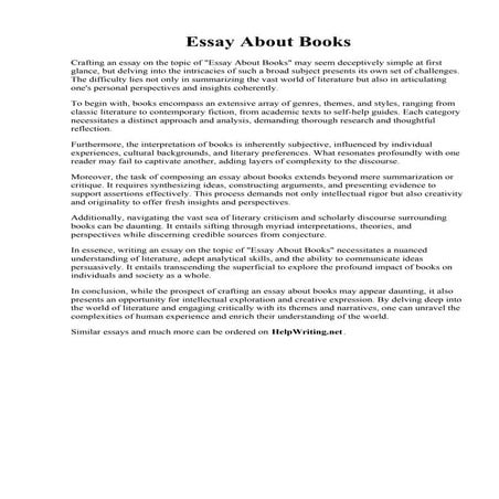 Essay About Books | PDF