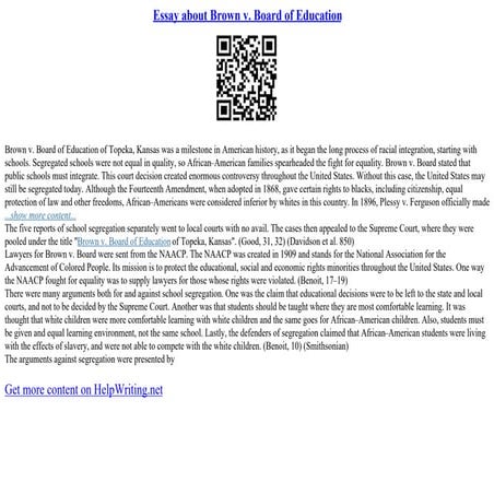 Essay About Brown V. Board Of Education | PPT