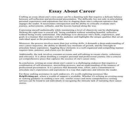 Essay About Career. Professional Career Narrative Essay Example ...