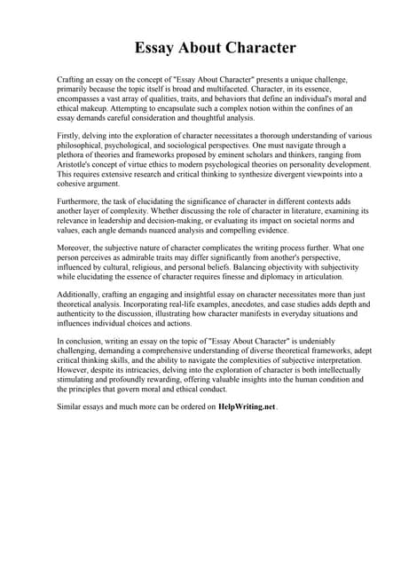 Character Trait Essay. South Suburban College | PDF