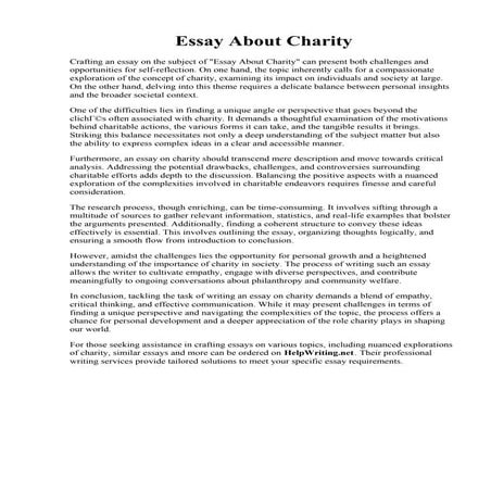 Essay About Charity | PDF