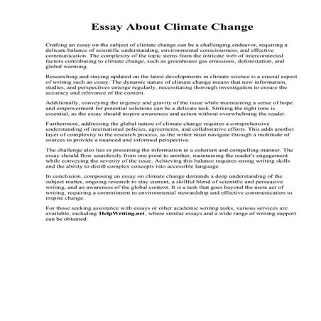 Essay About Climate Change. Texas Wesleyan University | PDF ...