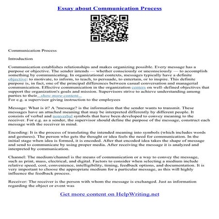 Essay About Communication | PDF