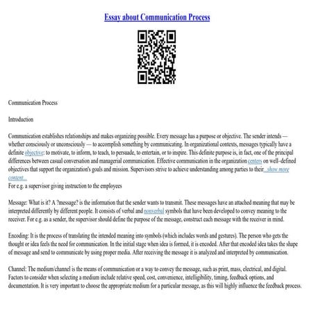 Essay About Communication | PDF