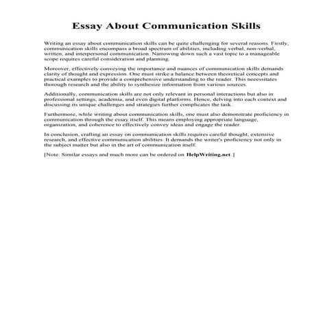 Essay About Communication Skills. Falcon Institute of Health and ...